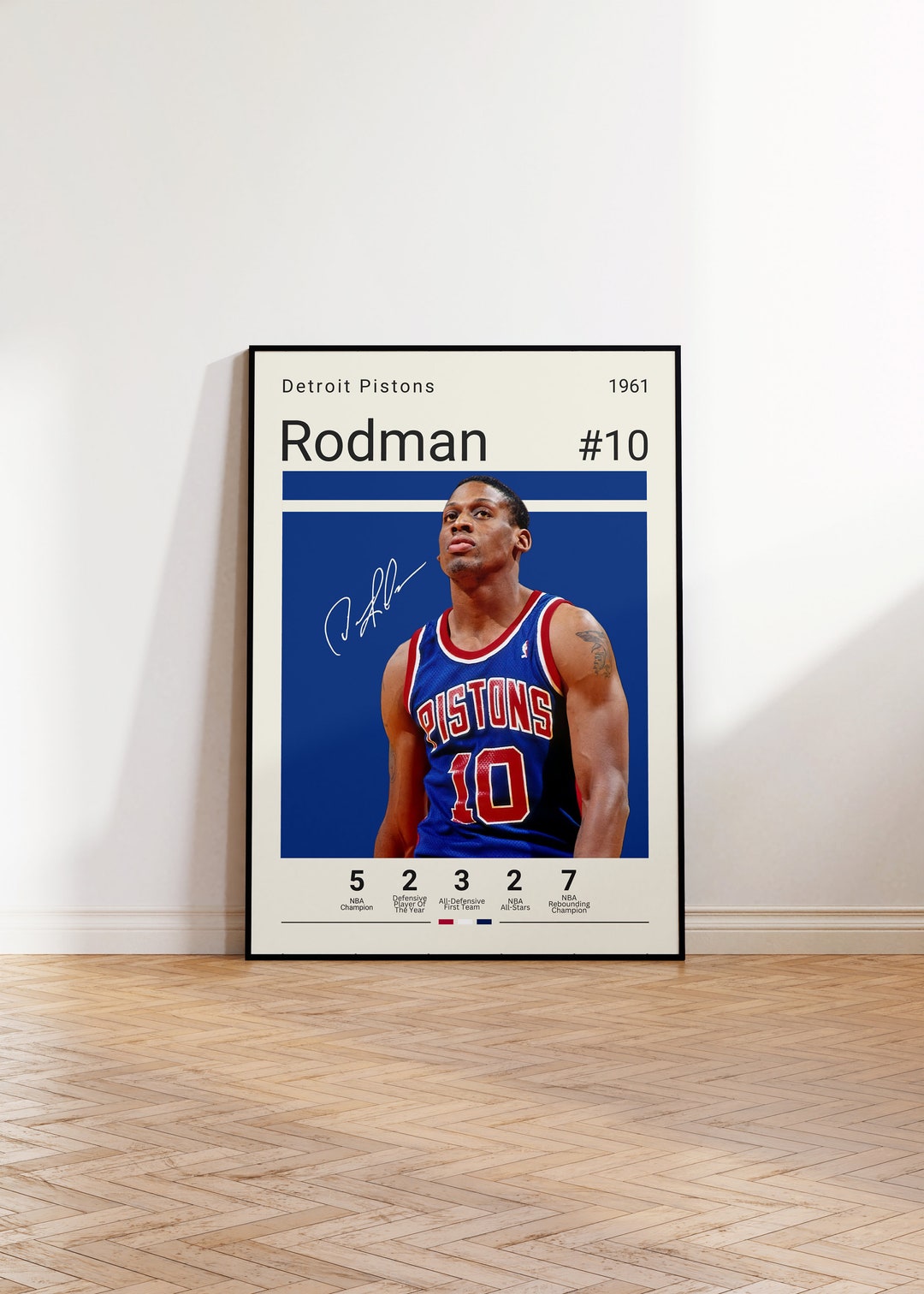 Dennis Rodman Poster, Detroit Pistons Poster, Basketball Print ...