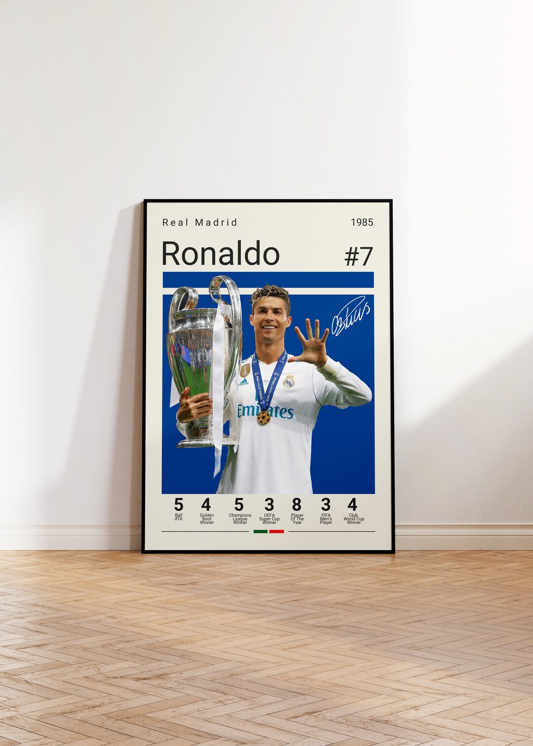 Christiano Ronaldo Poster, Real Madrid Poster, Football Print, Football ...