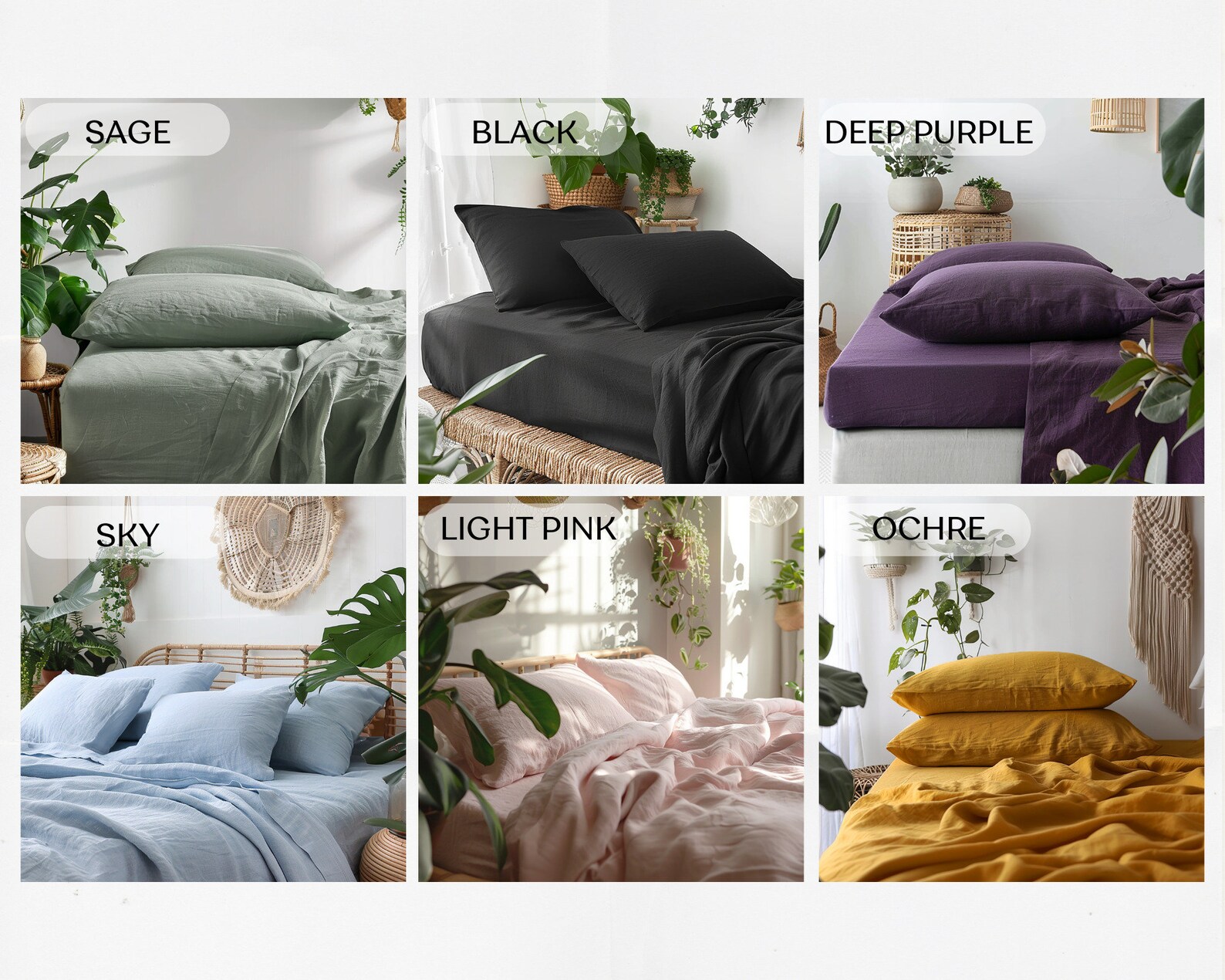 Dark Olive Linen Sheet Set Flat Sheet Fitted Sheet 2 Pillowcases Dark ...