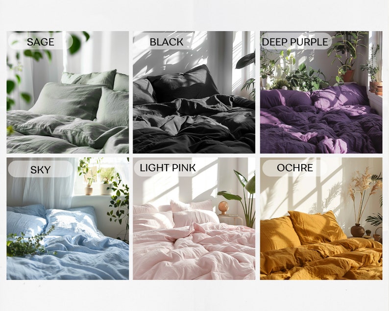 Deep Purple Natural Linen Pillowcases Set Dark Violet Softened Linen ...