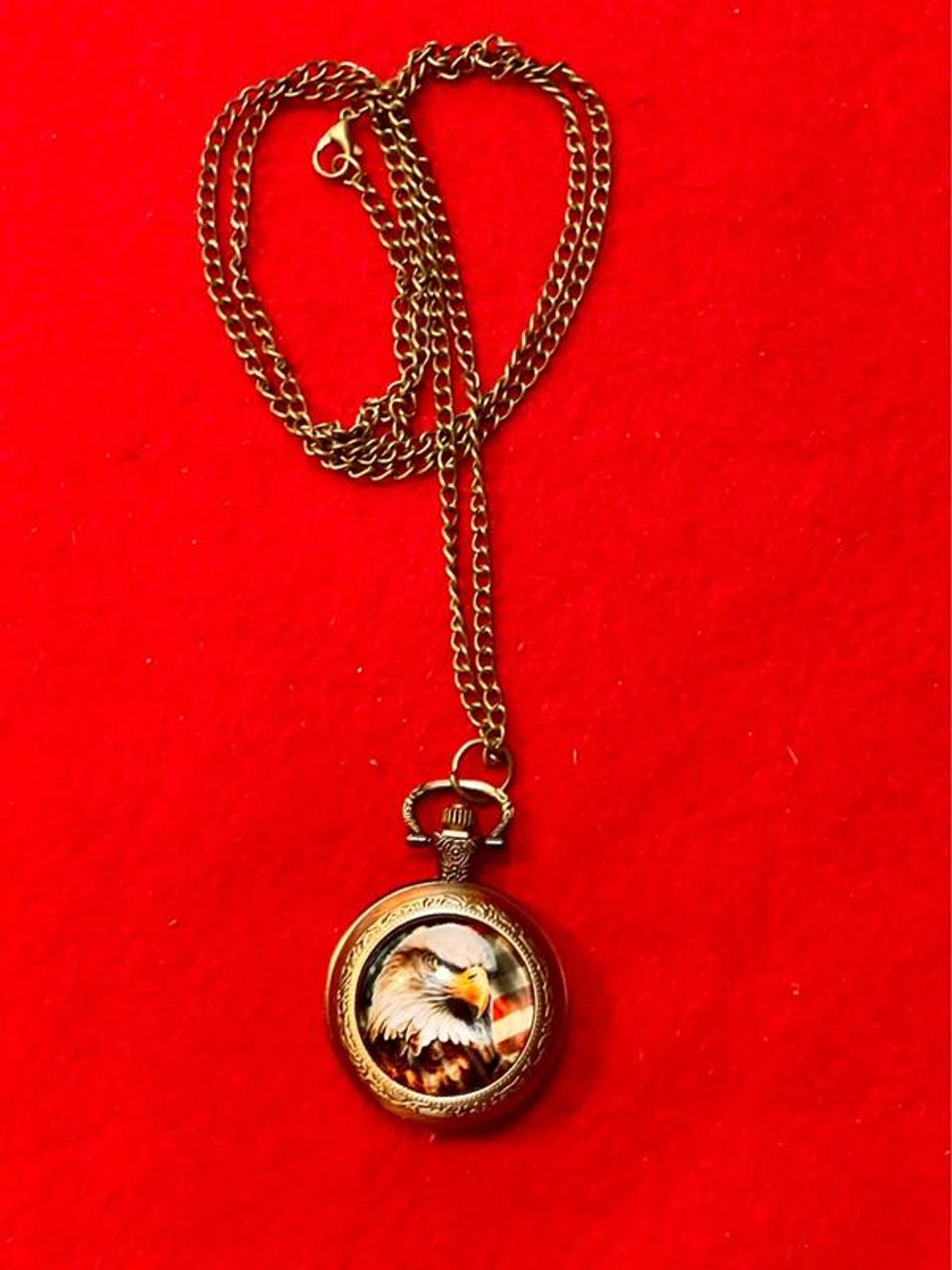 USA United States of America Pocket Watch. Bald Eagle. Glass Back - Etsy