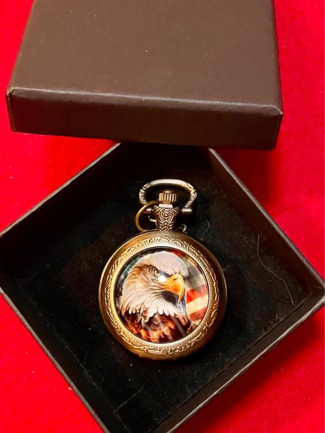 USA United States of America Pocket Watch. Bald Eagle. Glass Back. - Etsy