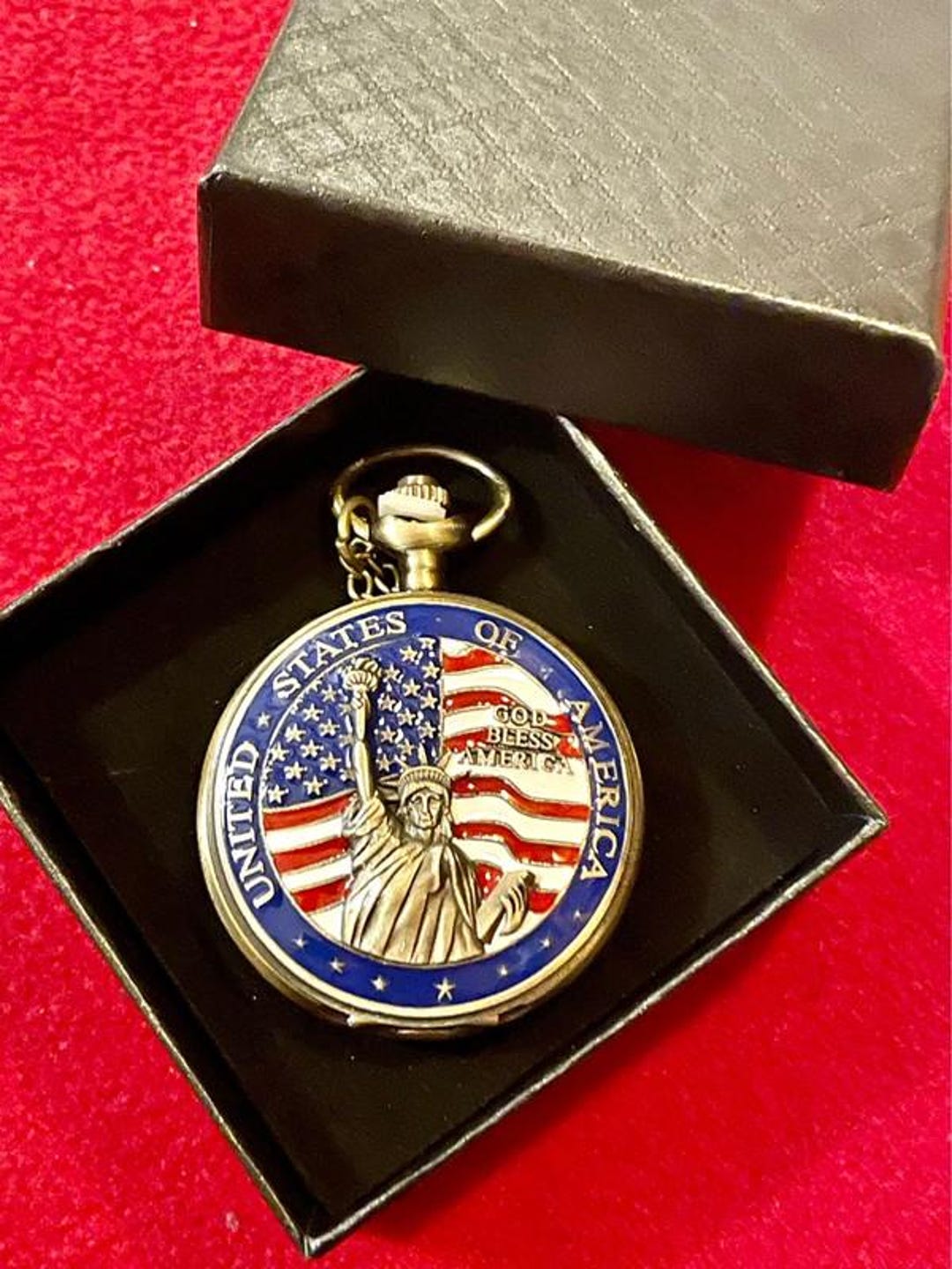 USA Pocket Watch. Statue of Liberty. in God We Trust. USA America. - Etsy