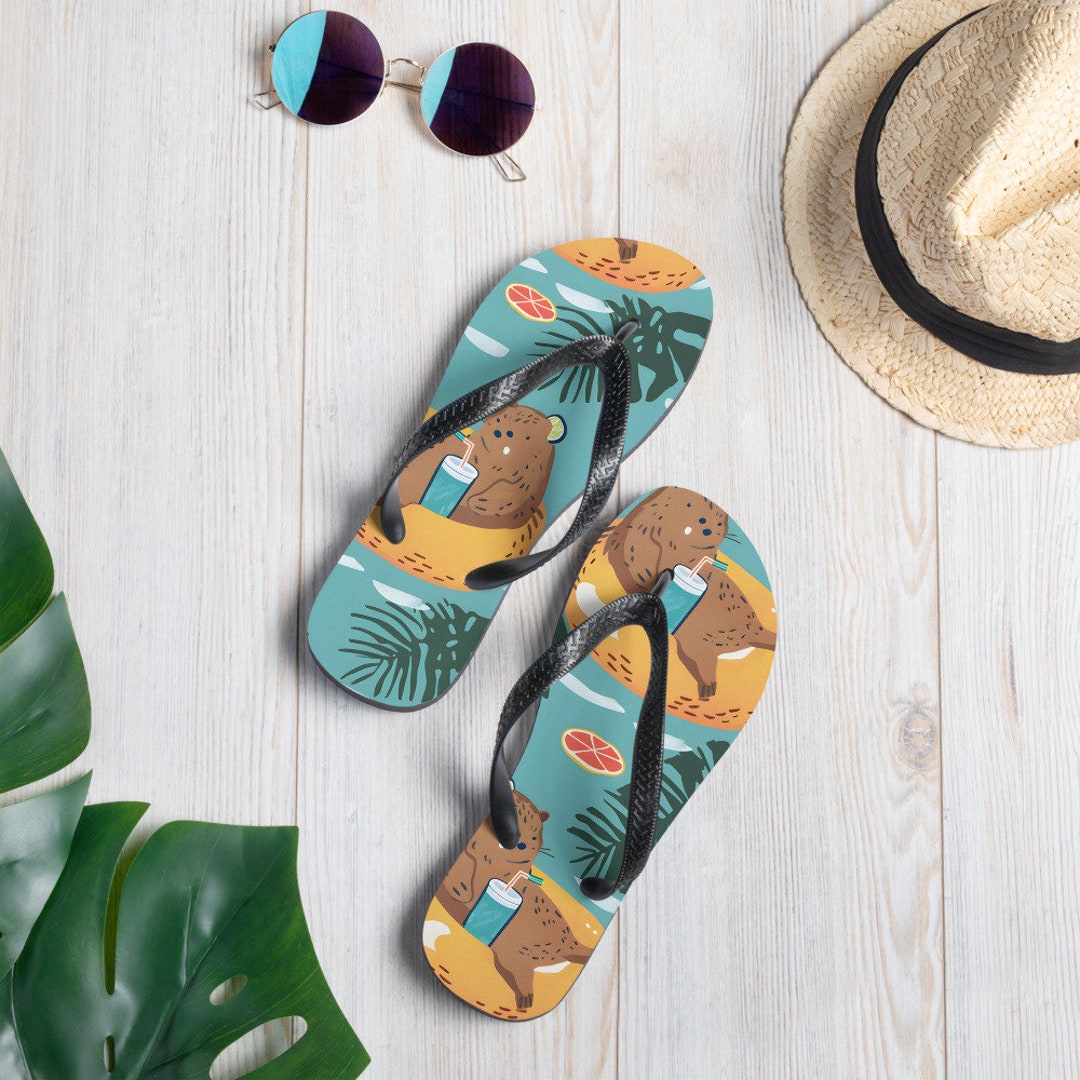 Capybara Lounging Flip Flops - Capybara Gifts - Summer Shoes - Etsy