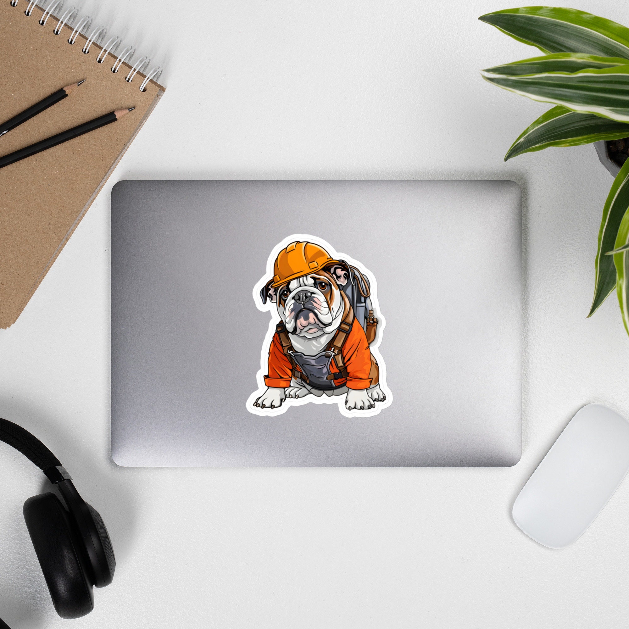 Construction Worker English Bulldog Sticker Contractor Car/cooler Decal ...