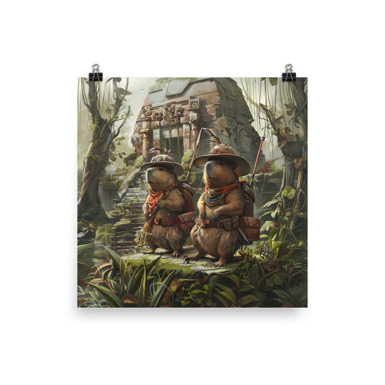 Capybara Explorers in Ancient Ruins Poster Capybara Art - Etsy