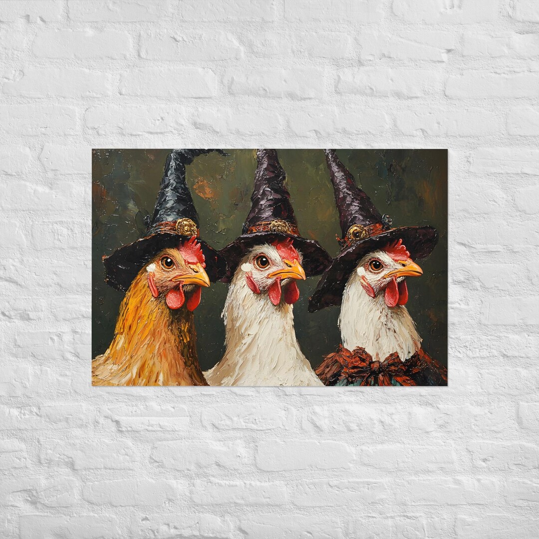 Three Witches Halloween Chicken Poster | Funny and Festive Chicken Wall ...