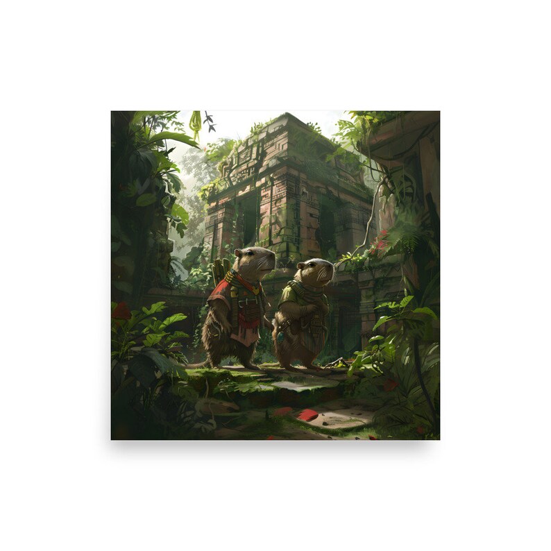 Capybara Explorers in Ruins Poster Capybara Wall Art - Etsy