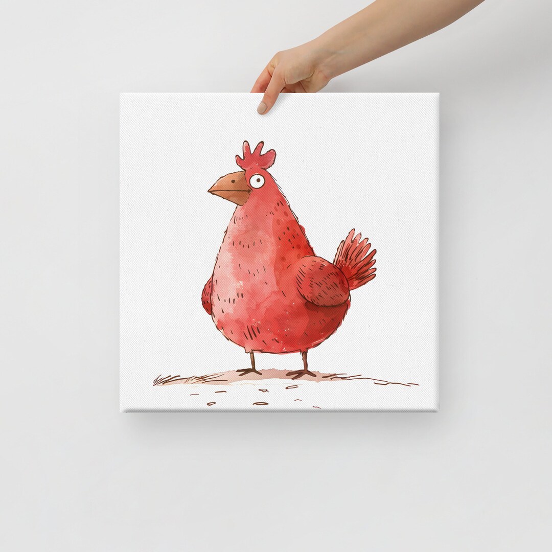 Watercolor Chicken Artwork Canvas Print - Chicken Decorations - Etsy