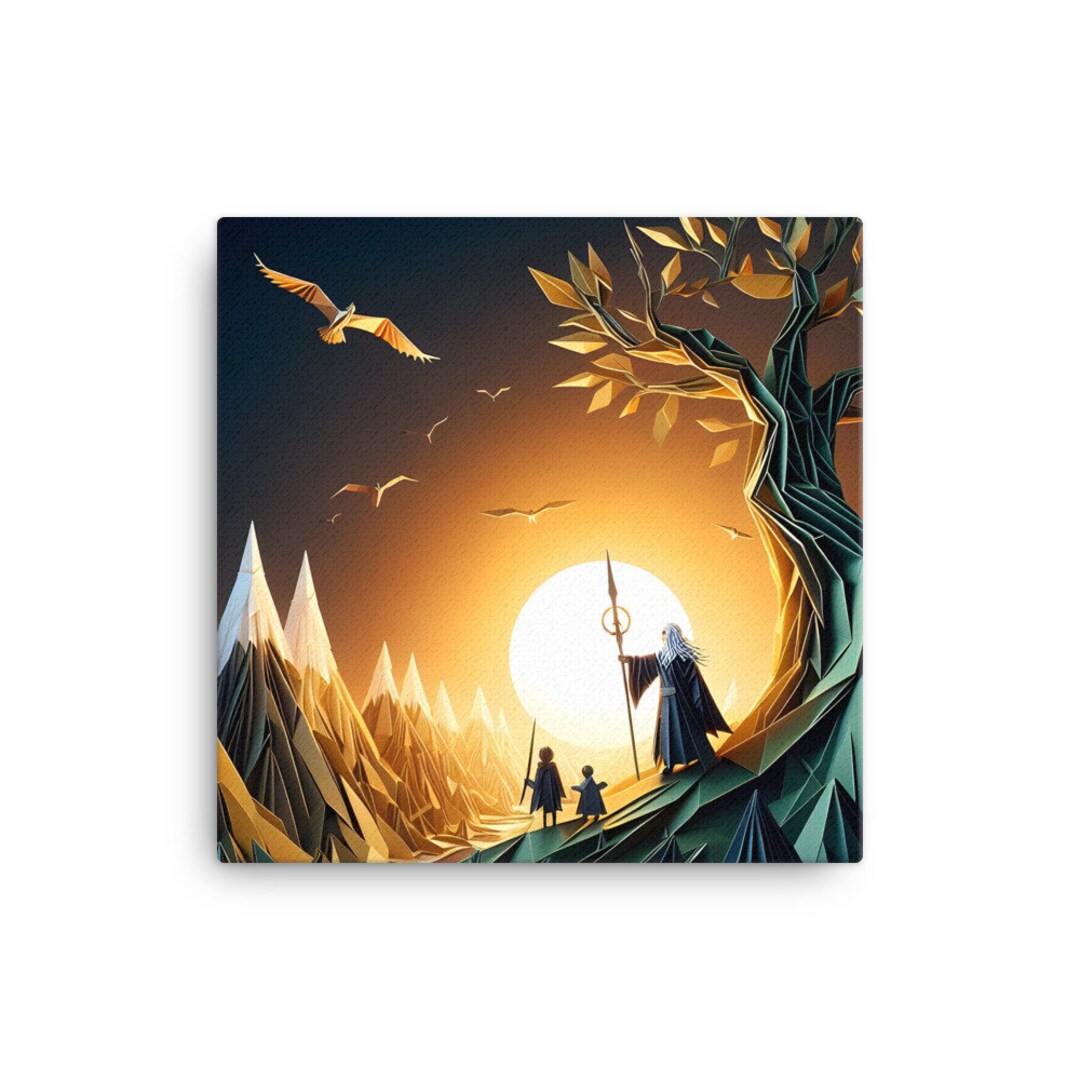 Epic Origami Style Wizard Adventure Canvas Print - Etsy