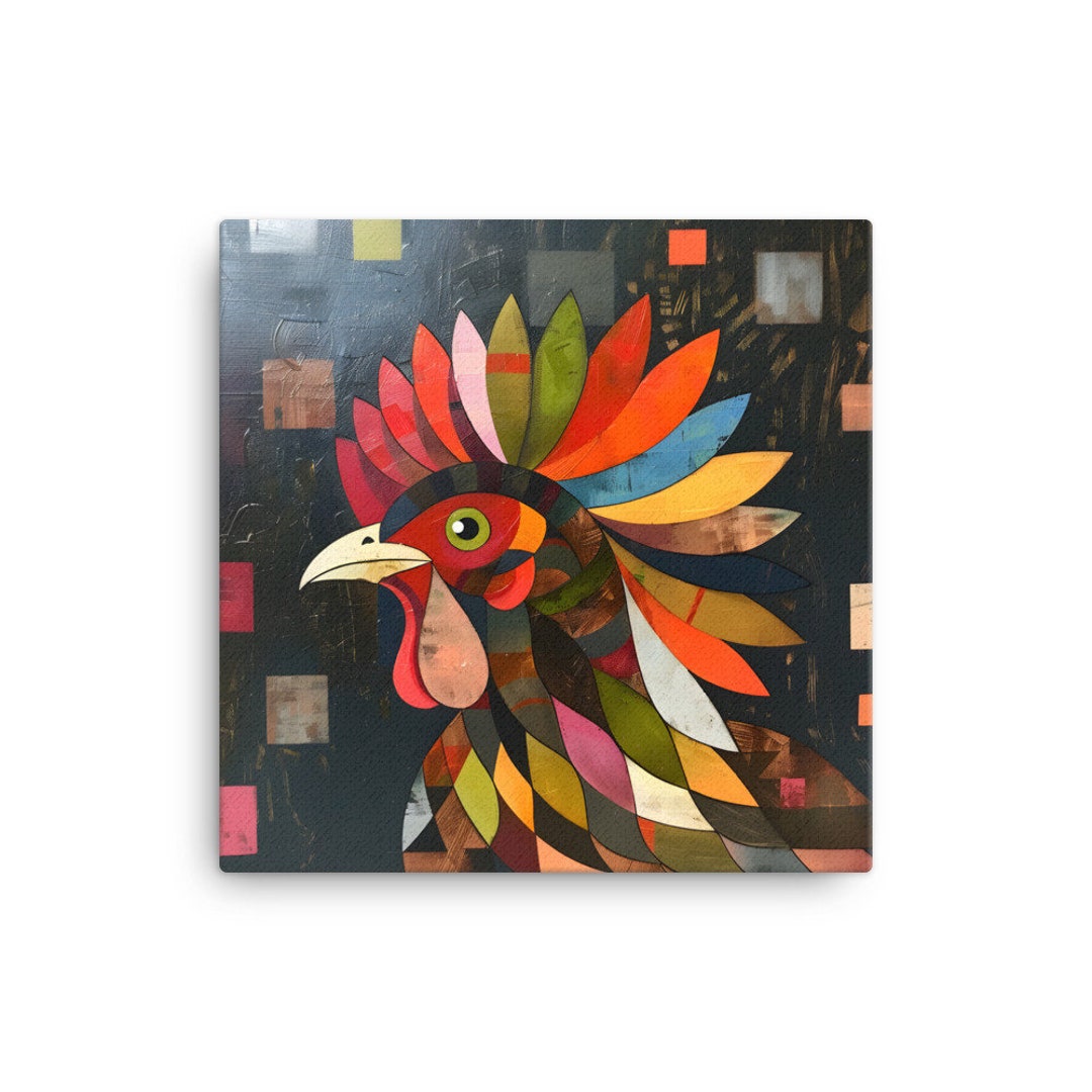 Modern Chicken Canvas Art Print | Chicken Decor | Contemporary Chicken ...