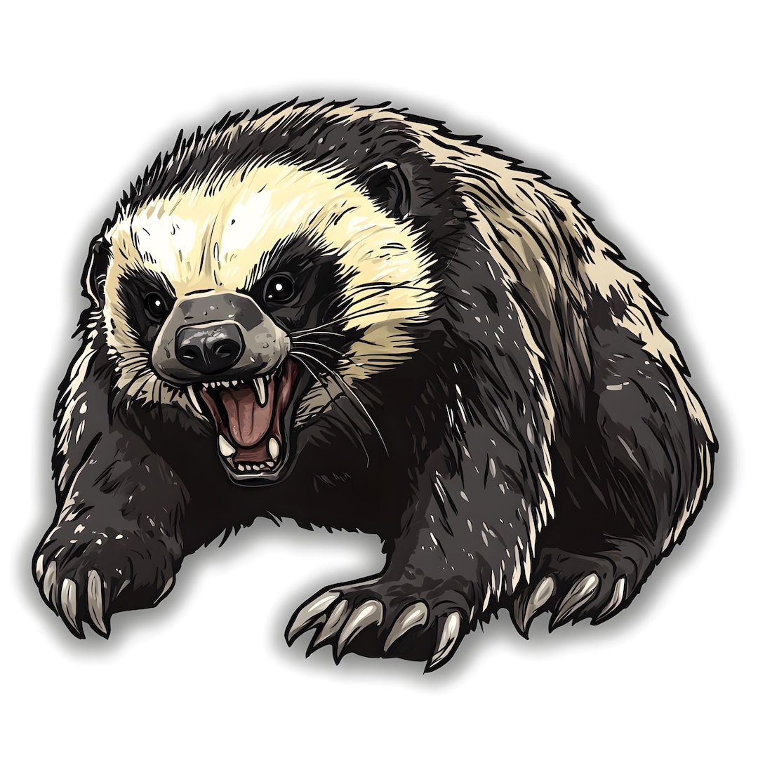Mean Honey Badger Sticker | Nature Lover Gifts | Honey Badger Design ...