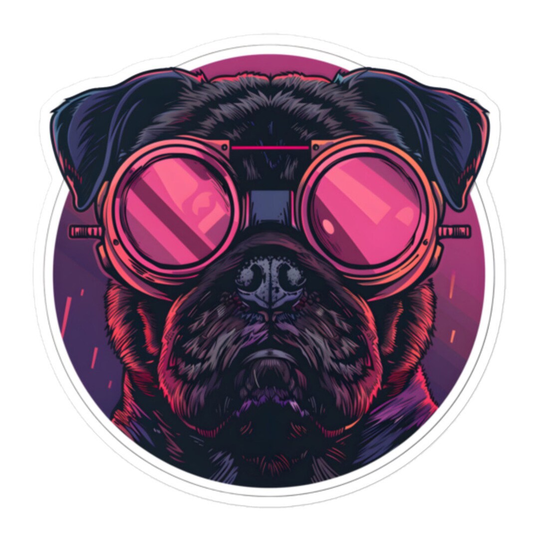 Cyberpunk Pug Wearing Goggles Sticker Pug Gifts - Etsy