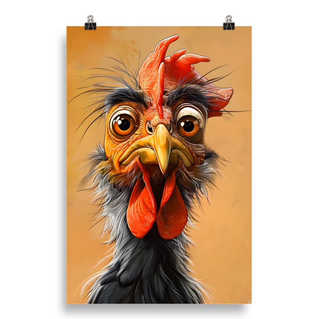 Funny Chicken Poster - Chicken Artwork - Chicken Decorations - Etsy