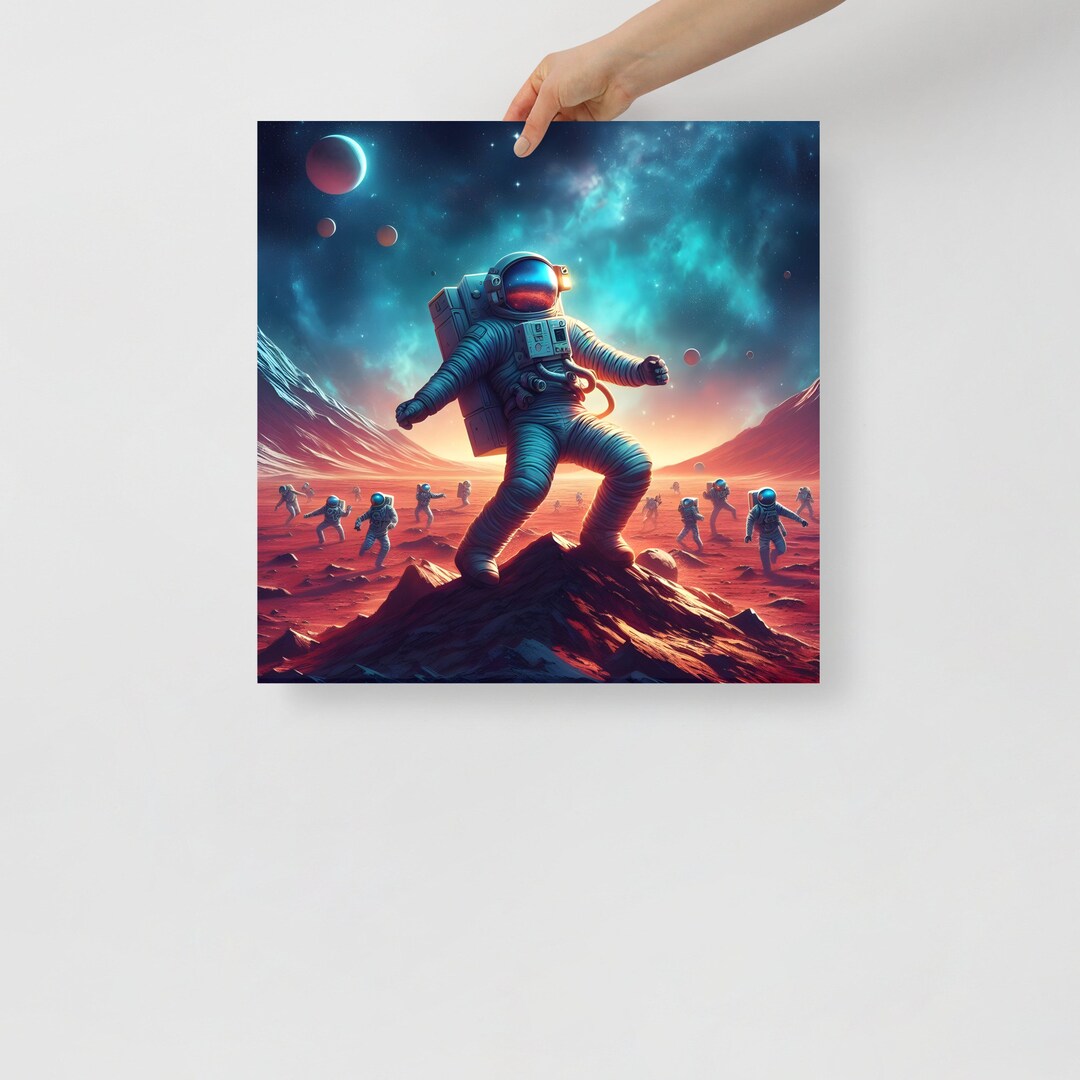 Astronaut Wall Decor Dancing Astronauts in Space Wall Art - Etsy