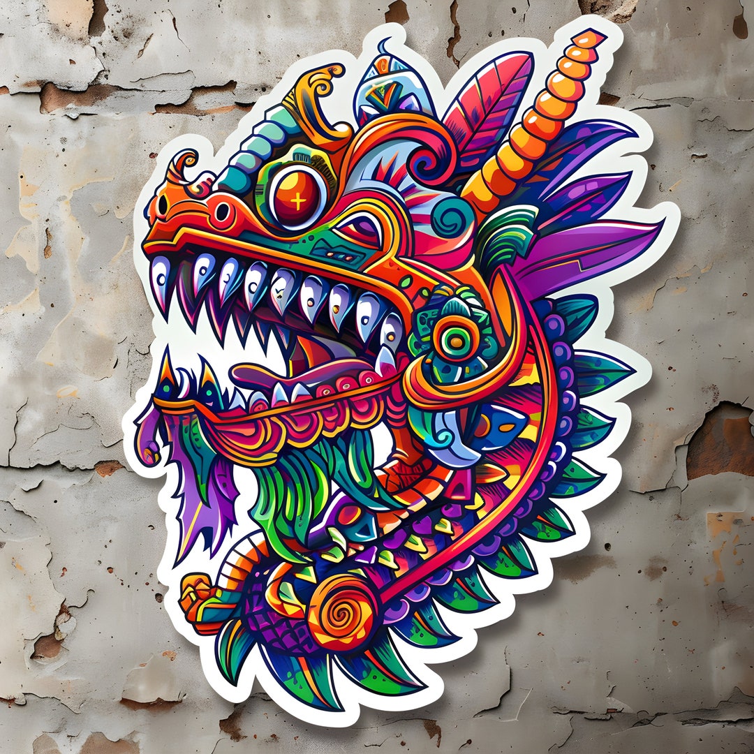 Quetzalcoatl Holographic Sticker - Aztec Art - Mayan Mythology - Etsy