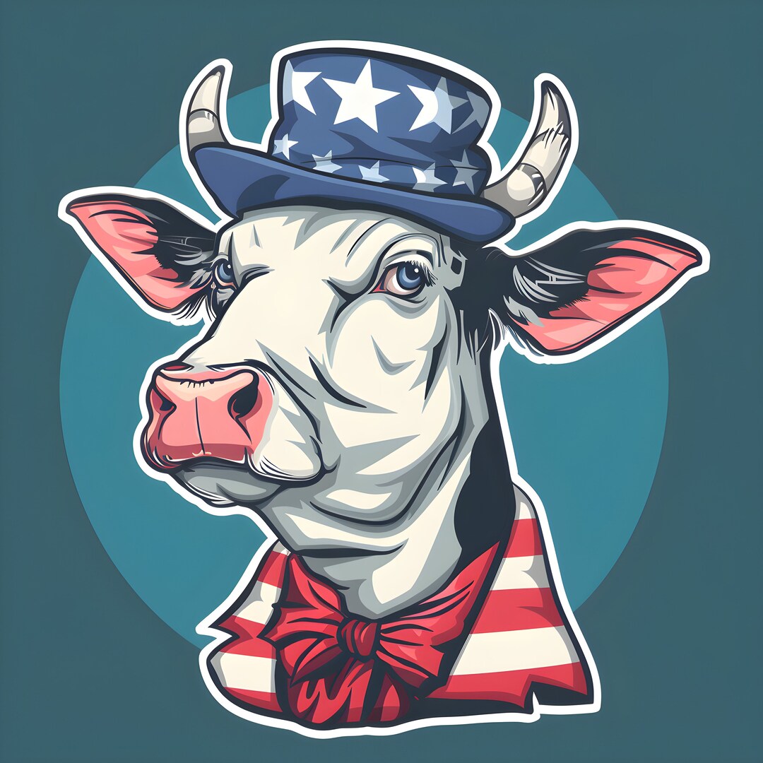 Patriotic Cow Sticker Uncle Sam Car Decal Patriotic Gifts - Etsy