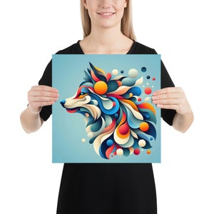 Light Blue Abstract Wolf Photo Paper Poster - Etsy