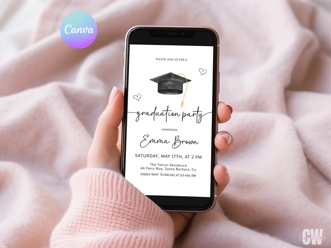 Electronic Graduation Party Invitation Template Grad Mobile Phone Evite ...