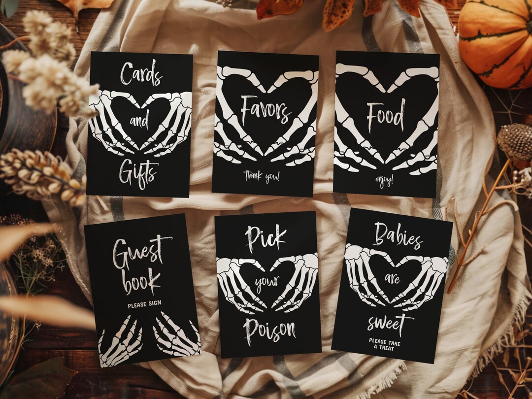 Halloween Baby Shower Sign Package Gothic Baby Shower Signs Skull Baby ...