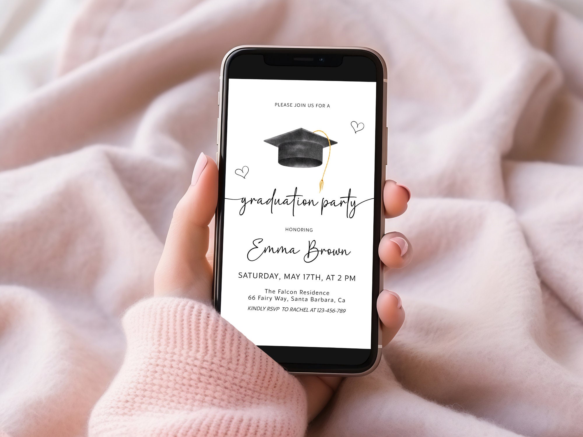 Electronic Graduation Party Invitation Template Grad Mobile Phone Evite ...