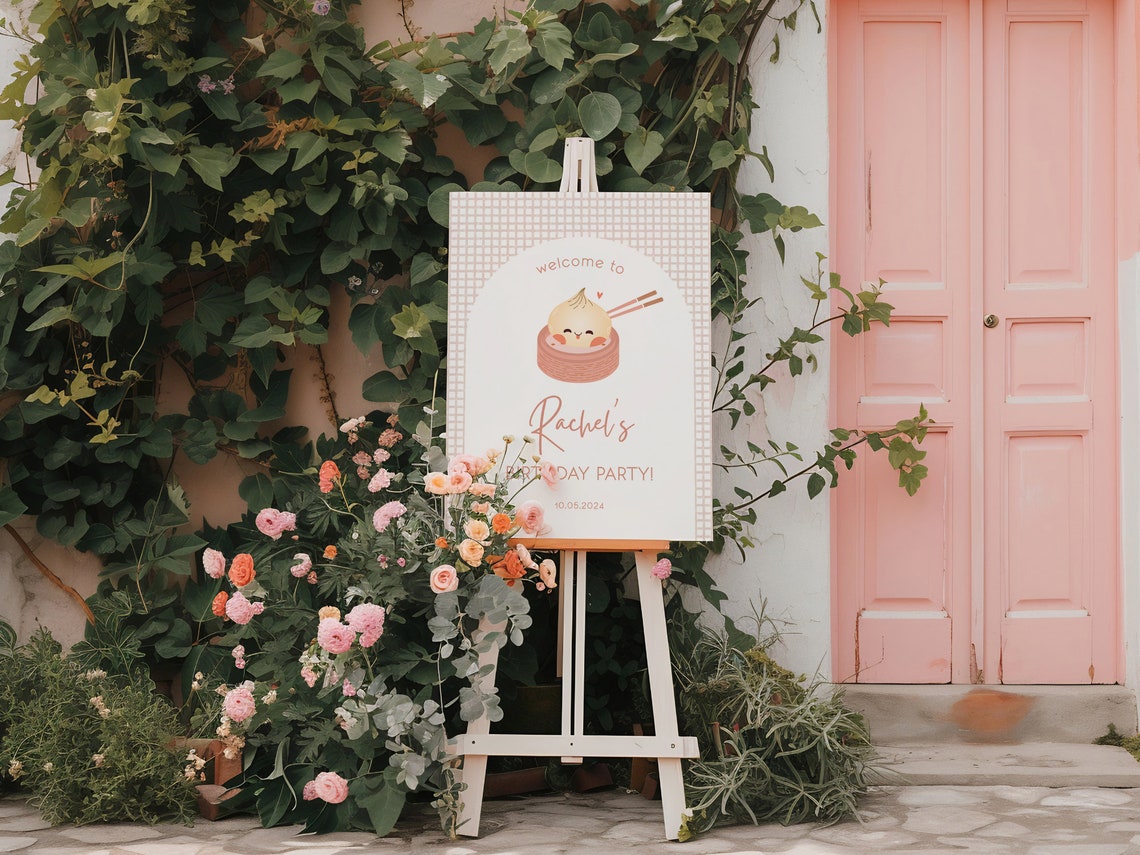 Dumpling Welcome Sign Bao Birthday Party Welcome Poster Dumpling ...