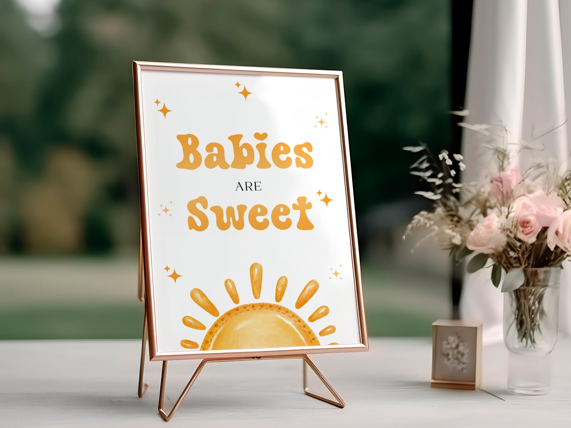 Editable Sunshine Baby Shower Table Sign Boho Sun Baby Shower Signage ...