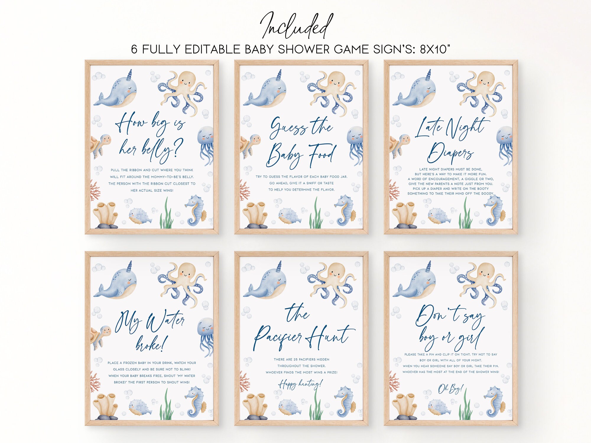Under the Sea Baby Shower Games Bundle Nautical Baby Shower Game Bundle ...
