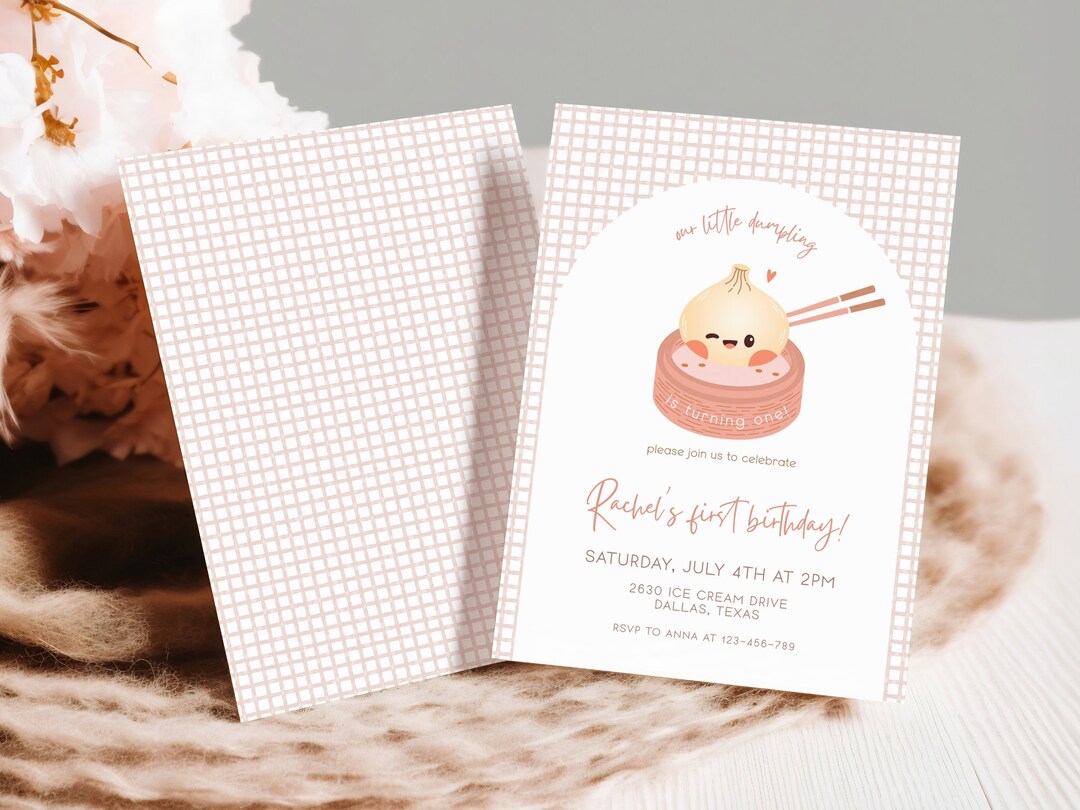 Dumpling Birthday Party Invitation Kids Dumpling 1st Birthday Party ...