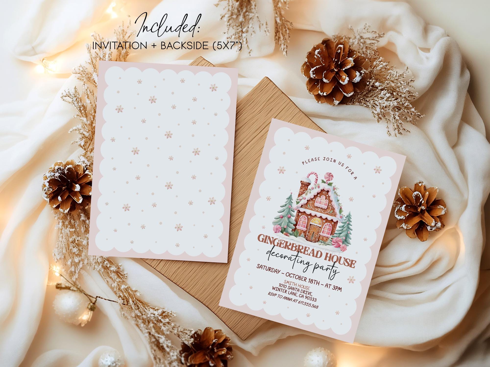 Pink Gingerbread Party Invitation, Gingerbread House Girl Party ...