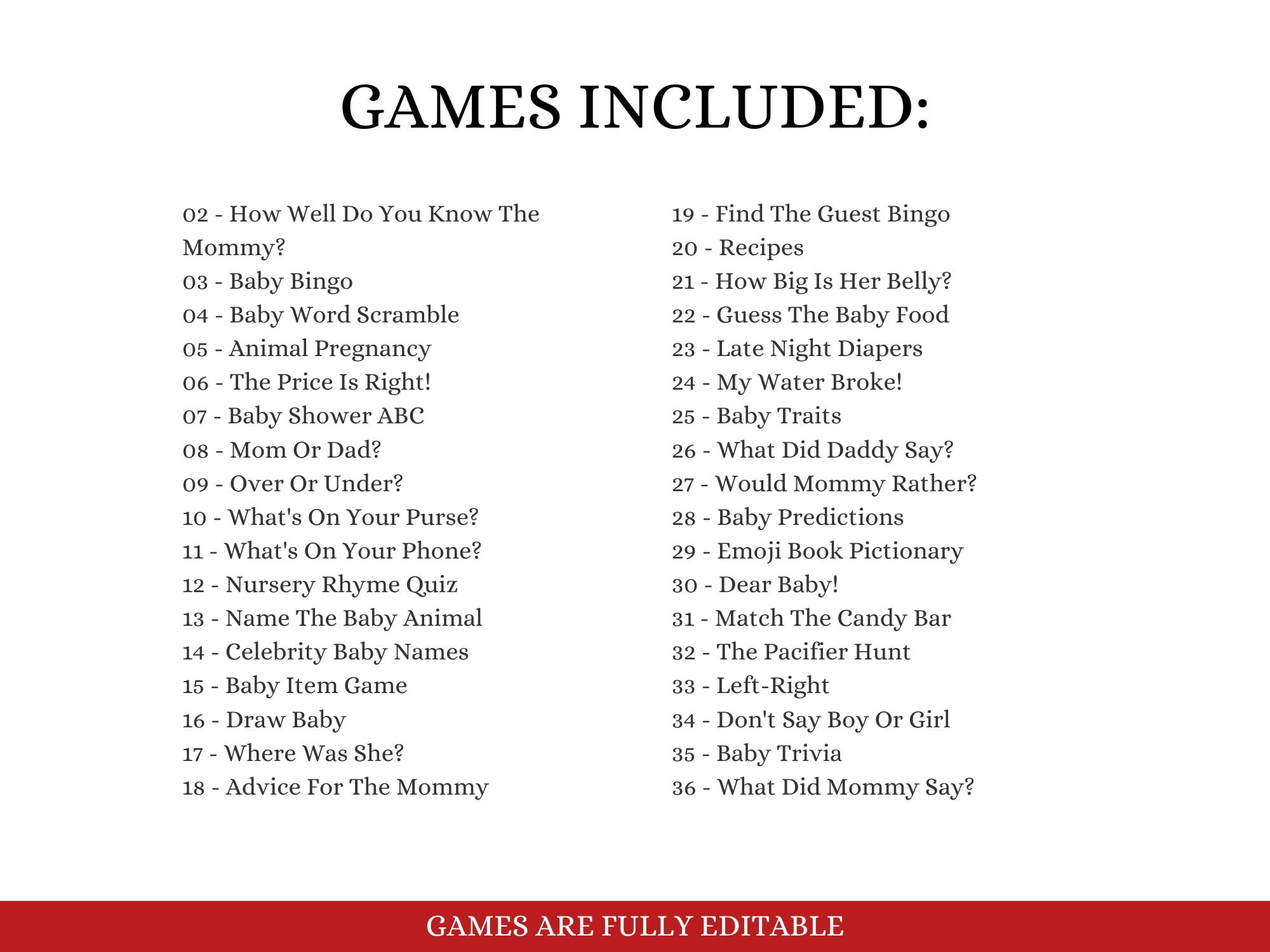 Baby-q Baby Shower Game Bundle, Editable Backyard Games (digital ...