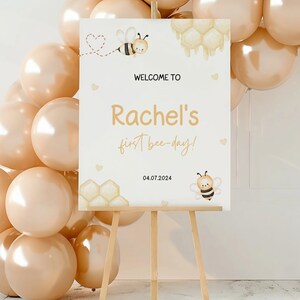 Honey Bee Birthday Welcome Sign First Bee Day Welcome Sign Bee Decor ...