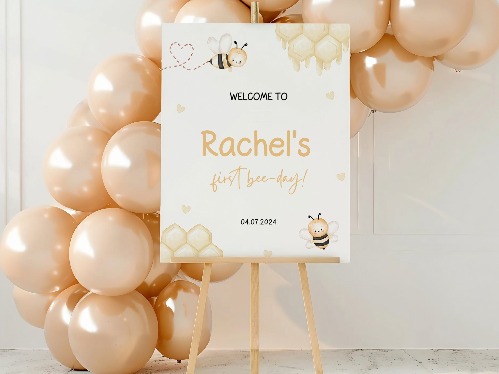 Honey Bee Birthday Welcome Sign First Bee Day Welcome Sign Bee Decor ...