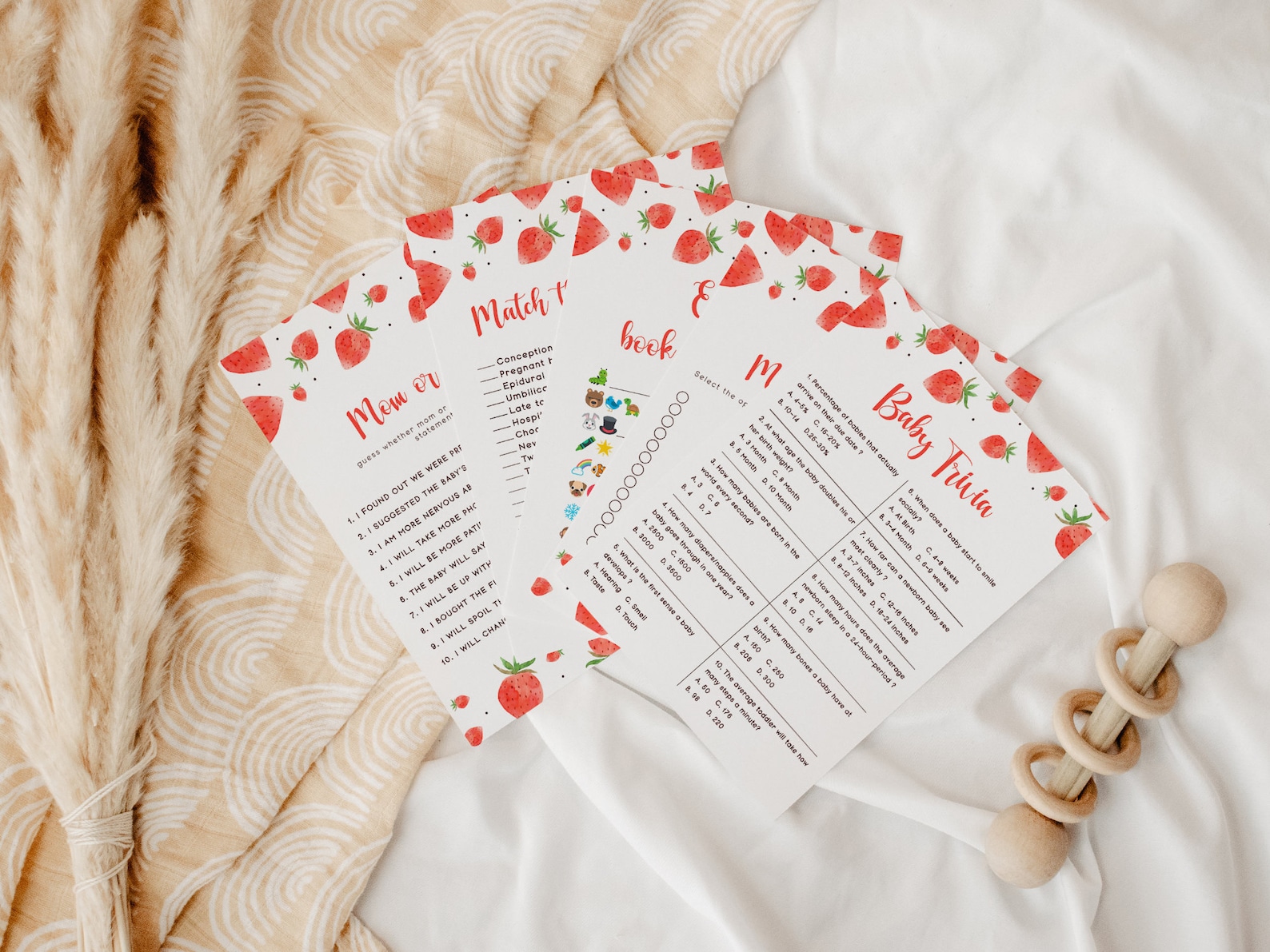 Editable Strawberry Baby Shower Games Bundle A Berry Sweet Baby Shower ...