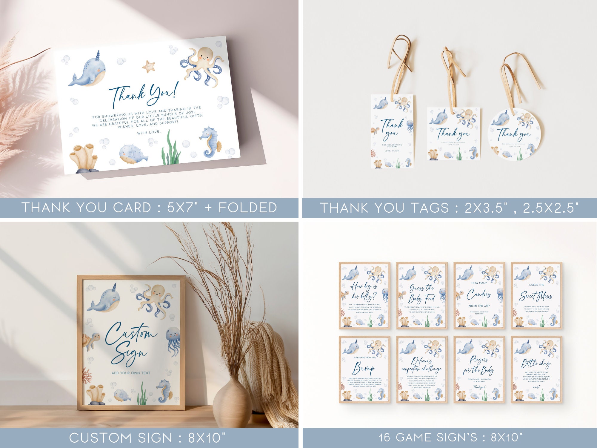 Ocean Baby Shower Bundle Under the Sea Baby Shower Bundle Editable ...