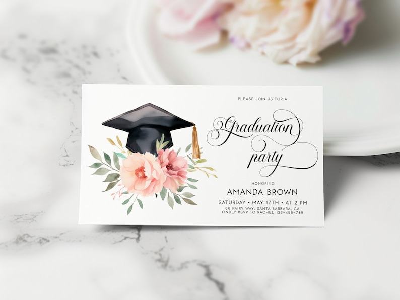 Boho Graduation Party Details Card Mini Graduation Invites 5x3.5 ...