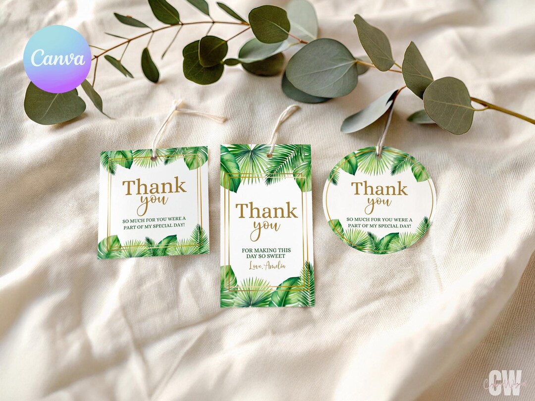 Printable Aloha First Birthday Thank You Tags, Tropical 1st Birthday ...