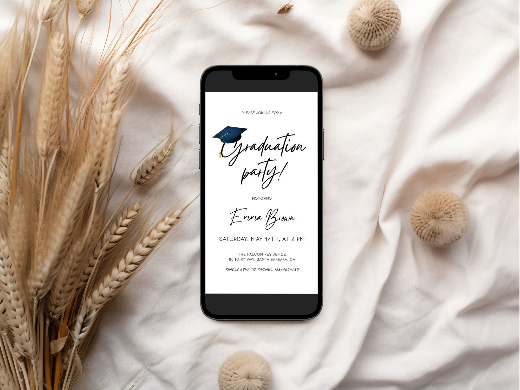 Graduation Party Phone Invitation Template Editable Graduation Text ...