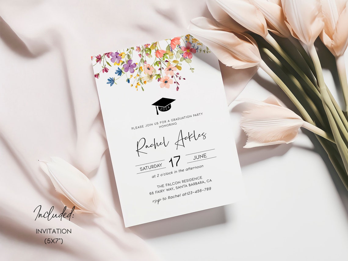 Wildflower Graduation Party Invitation Wildflower Graduation ...