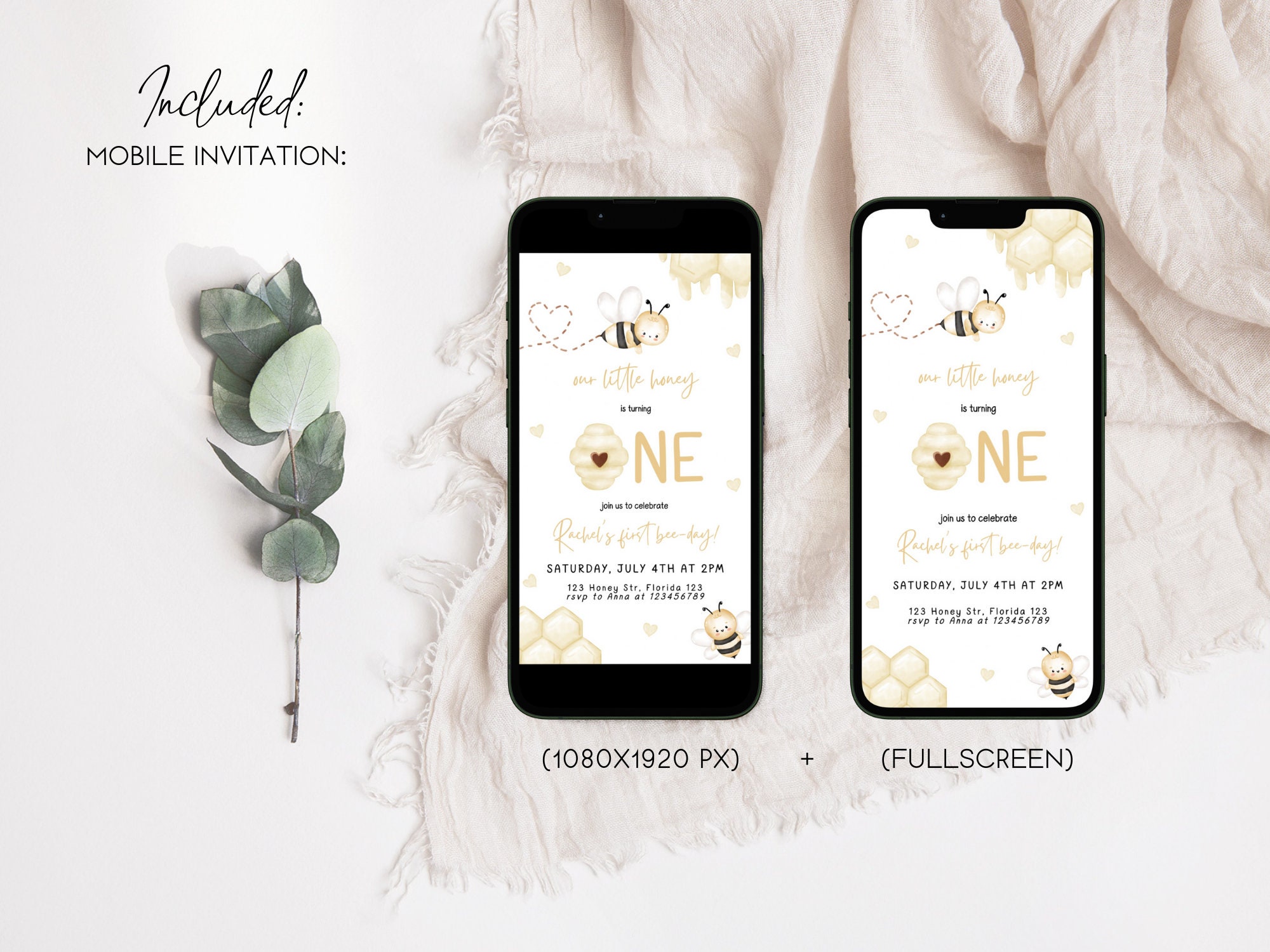 Bee Day Evite First Bee Day Invitation Digital Editable Bee Birthday ...