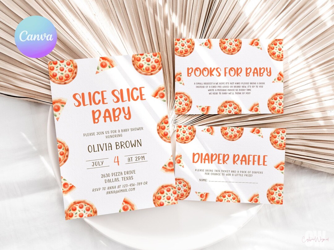 Italian Pizza Baby Shower Invitation Set, Slice Slice Baby Shower ...