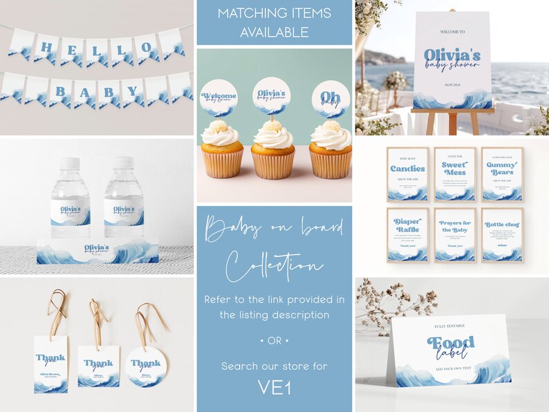 Editable Beach Baby Shower Games Bundle Coastal Games Bundle Waves Baby ...