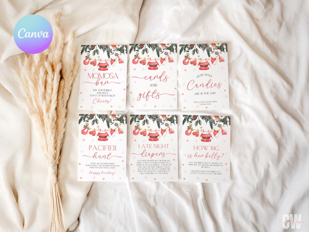 Santa Baby Shower Sign Bundle – Merry Little Christmas Theme (editable ...