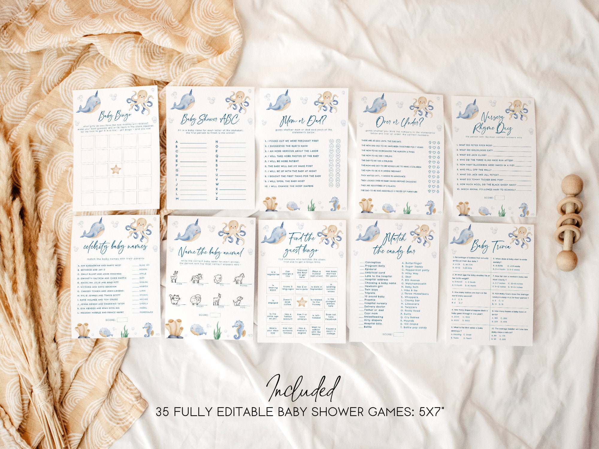 Under the Sea Baby Shower Games Bundle Nautical Baby Shower Game Bundle ...