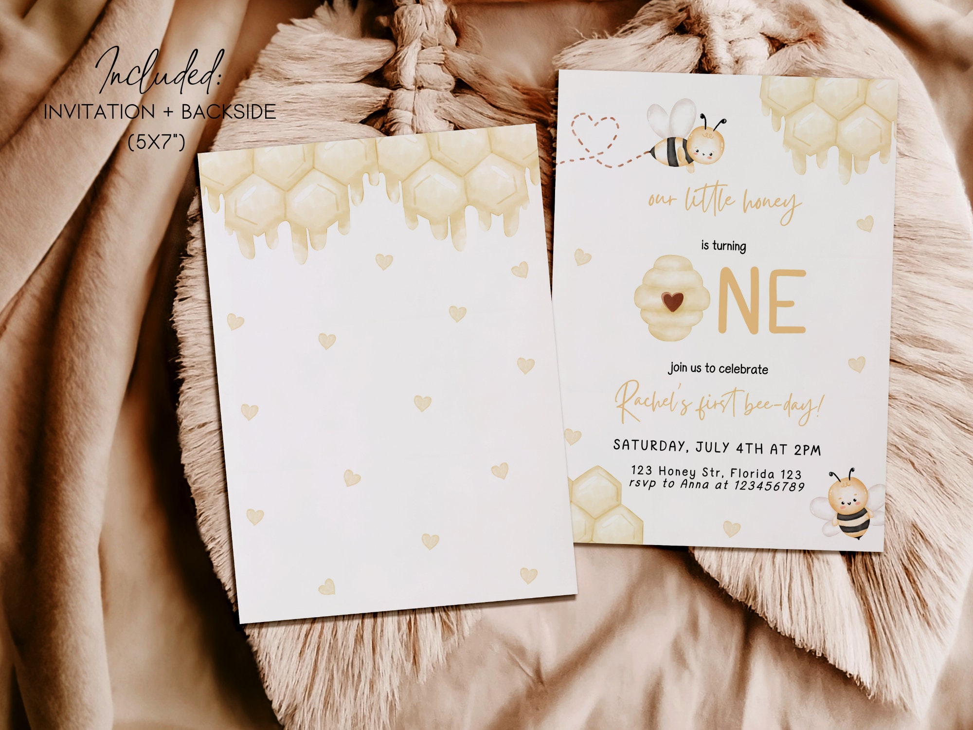 First Bee Day Birthday Invitation 1st Bee-day Party Invite Bumble Bee ...