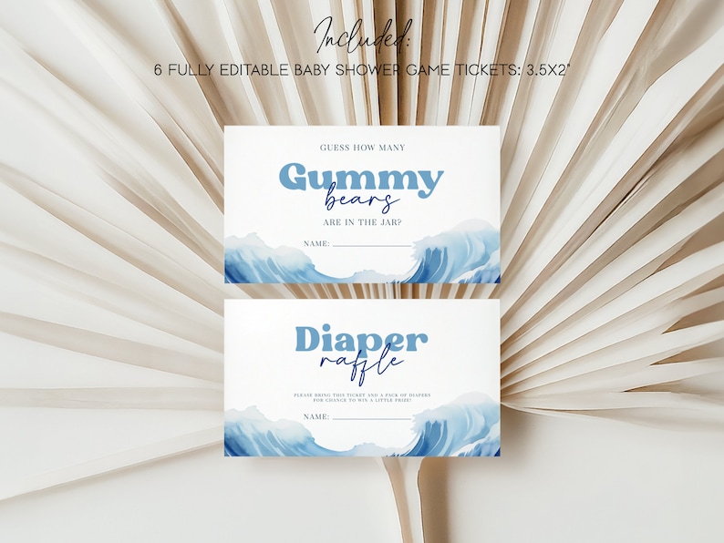 Editable Beach Baby Shower Games Bundle Coastal Games Bundle Waves Baby ...