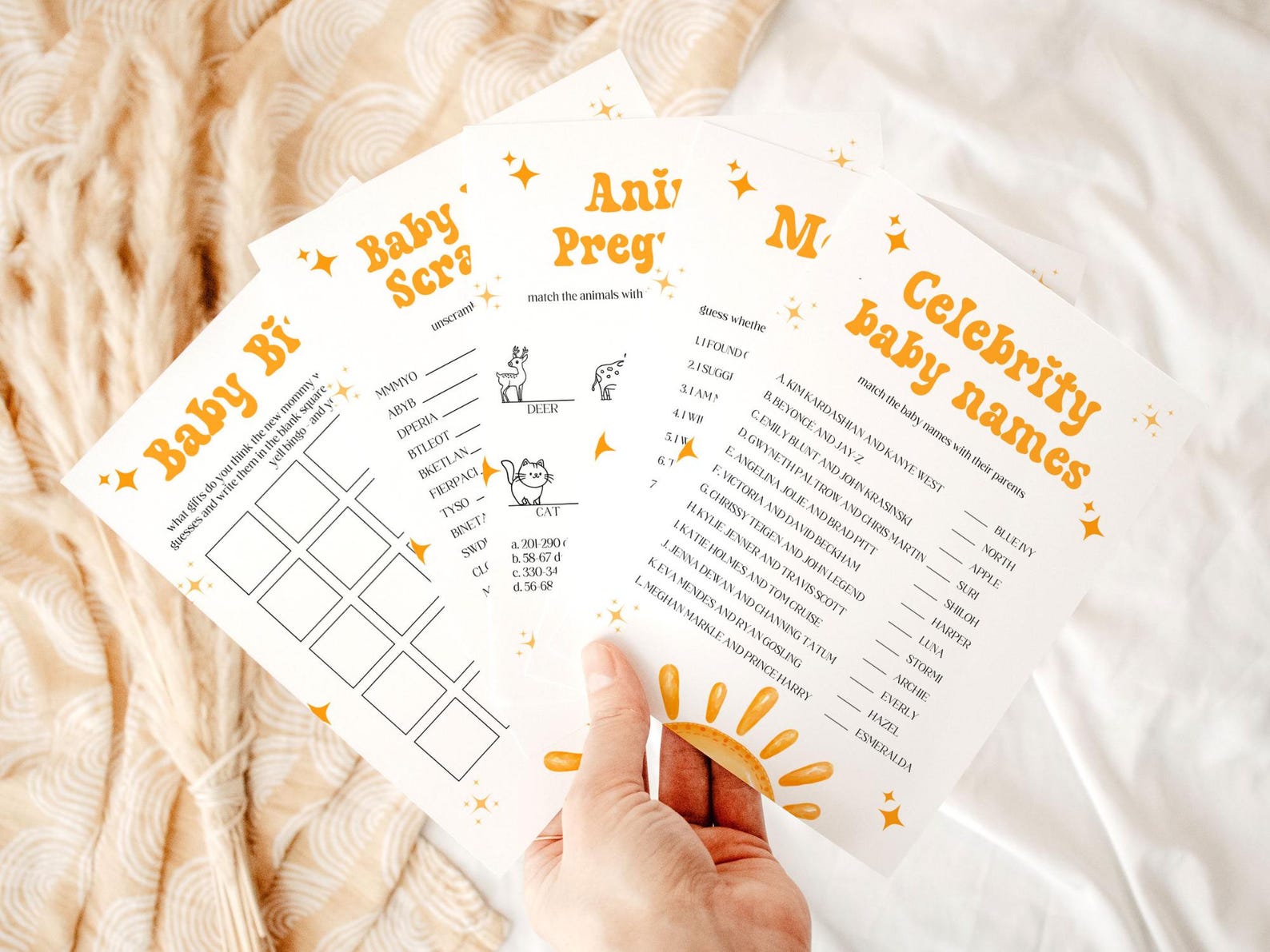Editable Sunshine Baby Shower Games Bundle Retro Sun Baby Shower Game ...