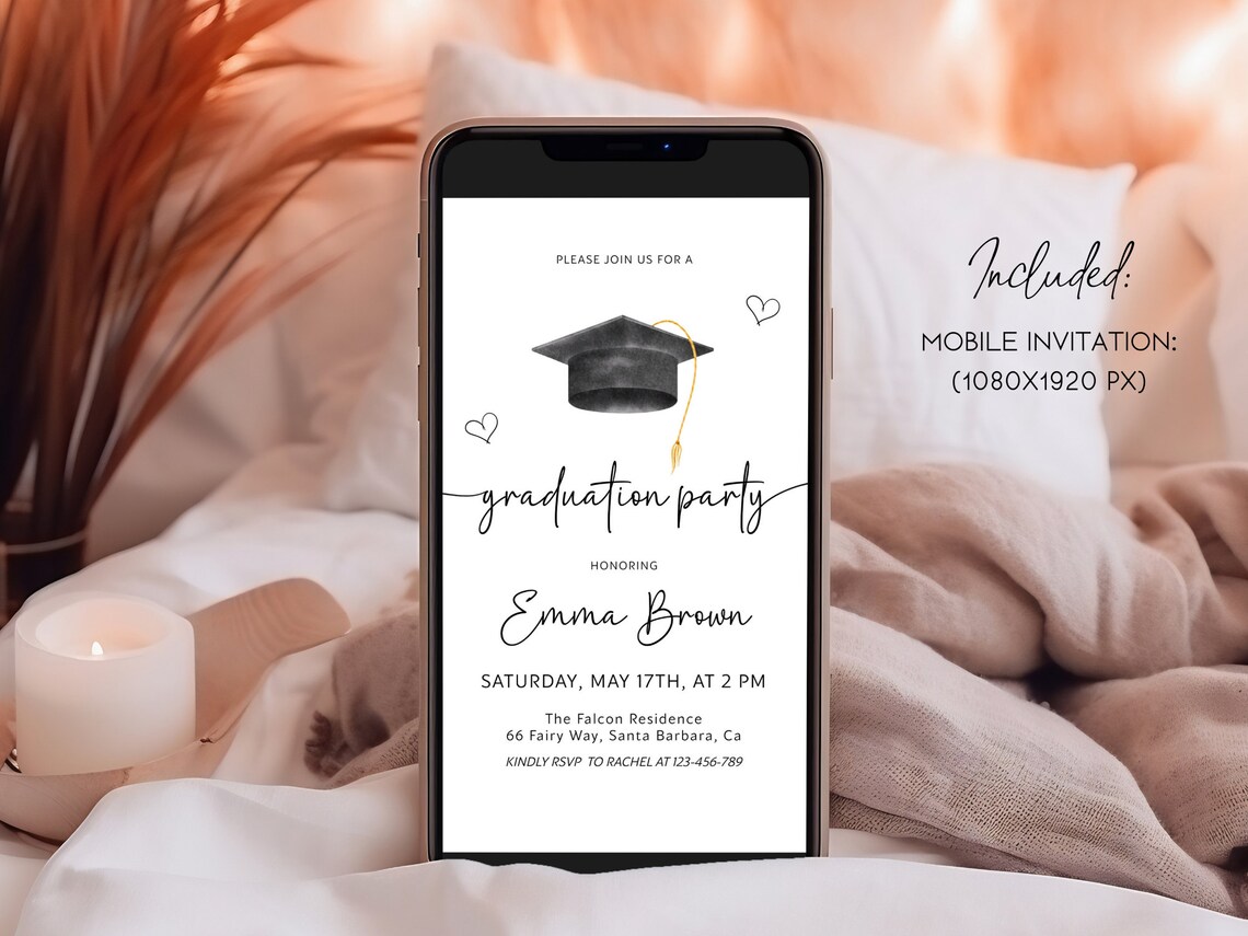 Electronic Graduation Party Invitation Template Grad Mobile Phone Evite ...