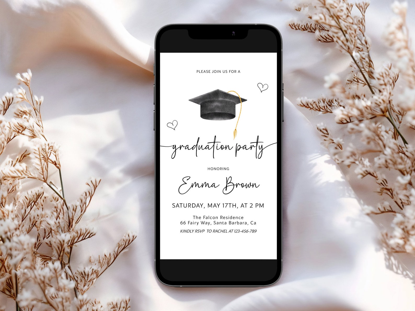 Electronic Graduation Party Invitation Template Grad Mobile Phone Evite ...
