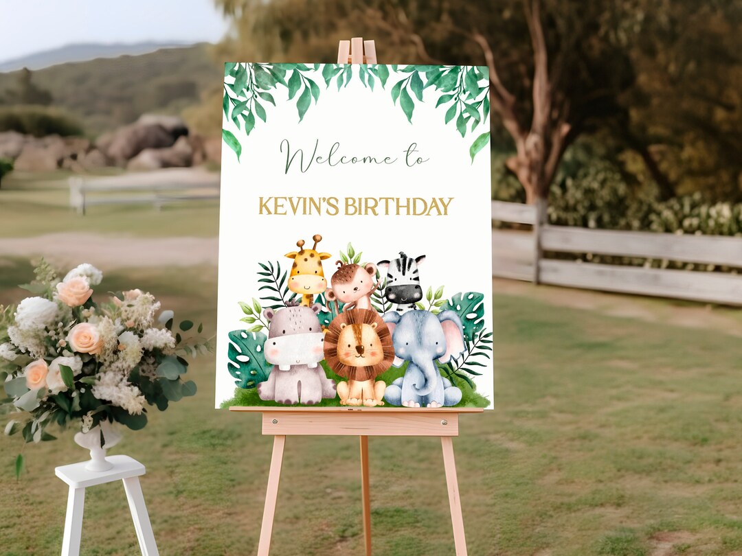 Wild One Birthday Welcome Sign Jungle Safari Theme 1st Birthday Sign ...